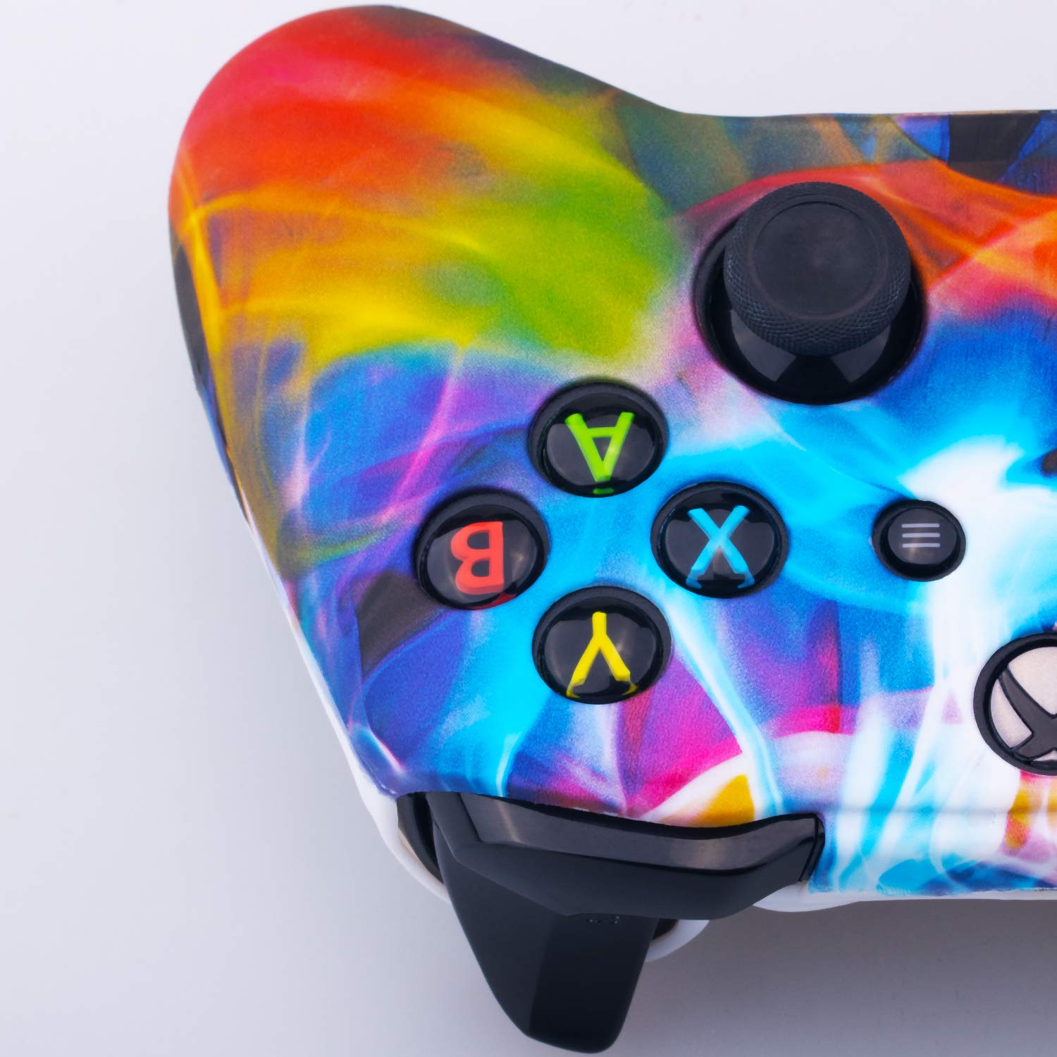 MXRC Silicone Rubber Cover Skin Case Anti-Slip Water Transfer Customize Camouflage for Xbox One/S/X Controller x 2(Rainbow Pack) + FPS PRO Extra Height Thumb Grips x 8