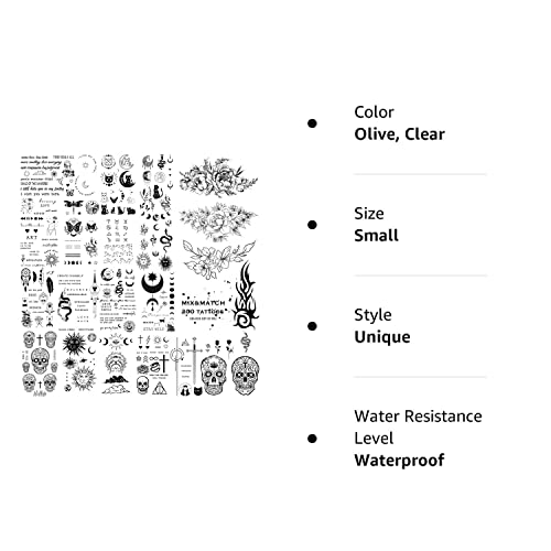 Realistic Temporary Tattoo | 250 Mix & Match Minimalistic set | fake tattoos | temporary tattoos for women Men | temporary tattoos adult | Waterproof and Long Lasting