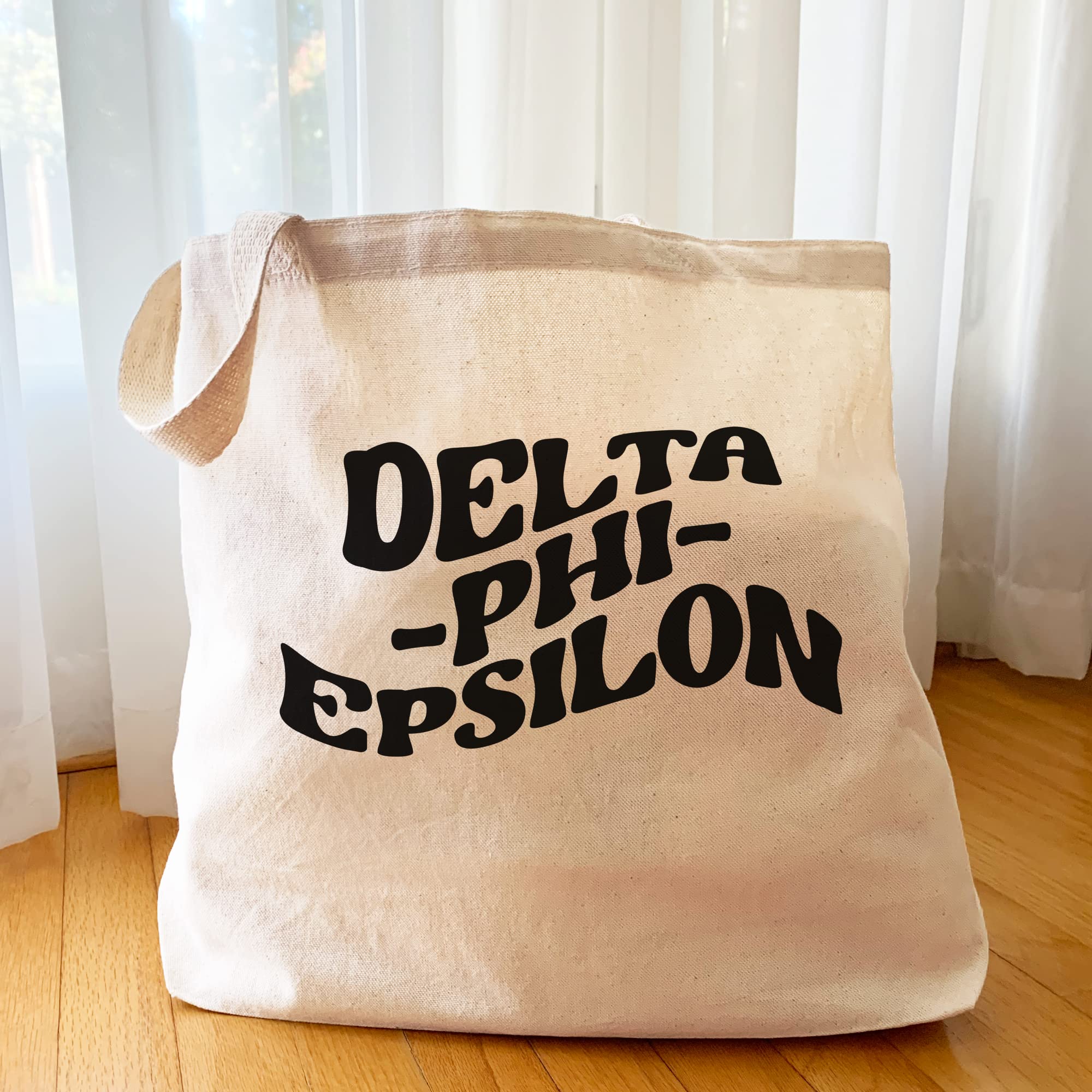 sockprints Tote Bags for Delta Phi Epsilon Sorority β Mod Style Sorority Bag - Large Canvas Tote Bag - Sorority Gifts for Women