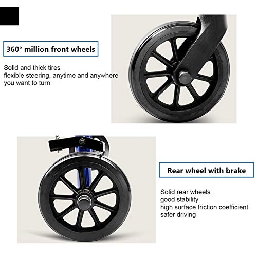 Walker,Rollator Walker with Seat, Lightweight Durable Folding Mobility Rolling Walker, with Comfort Grip and 6 Inch Wheels, Ideal for Elderly & Handicap Red Outdoor,Supports 220 lbs