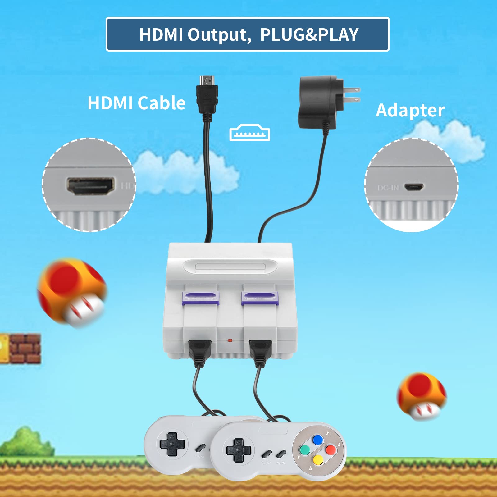 Super Retro Game Console, HDMI HD Mini Classic Video Game Console Compatible TV, Built-in 821 Games