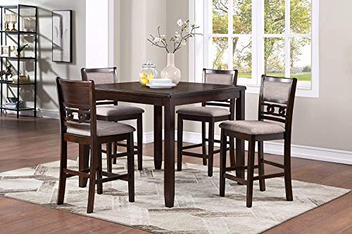 New Classic Furniture Gia 5-Piece Counter Table with Four Chairs, 42-Inch, Cherry Brown