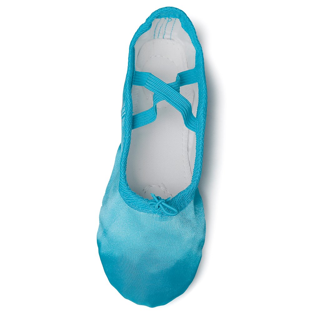MSMAX Women's Ballet Shoes Satin Split Sole Performa Flats Blue 8 M Women