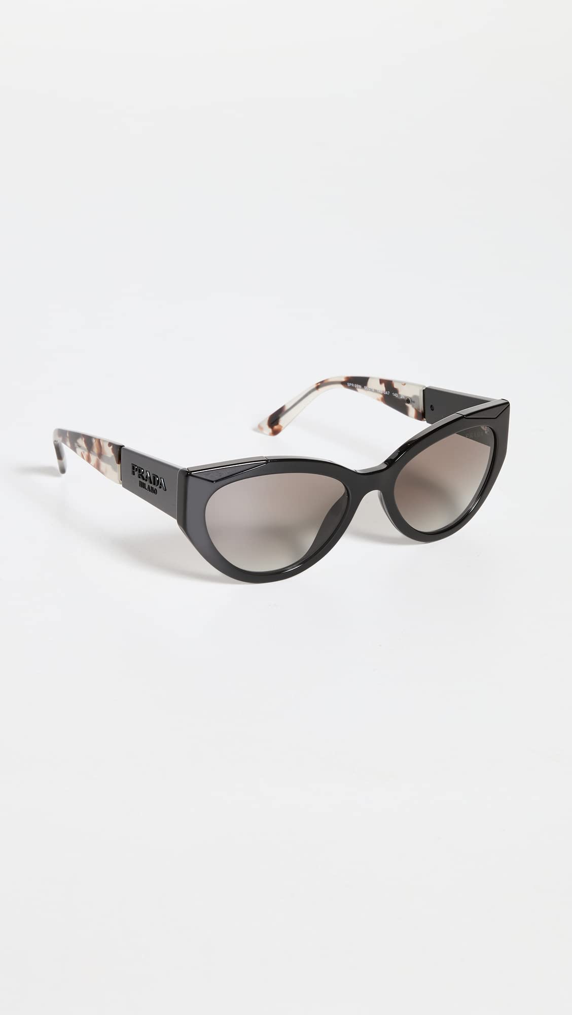 Prada Women's PR 03WS Sunglasses, Black/Grey Gradient, 55/18/140