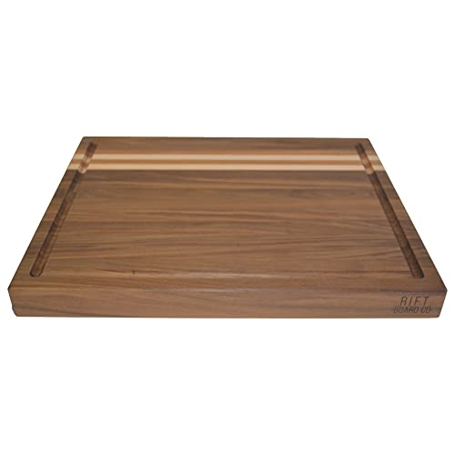 Rift Board Co - "Sunrise" - Solid Walnut, Cherry, and Maple with Juice Groove - Thick Cutting Board. 100% MADE IN USA (18" x 14" 1.5")