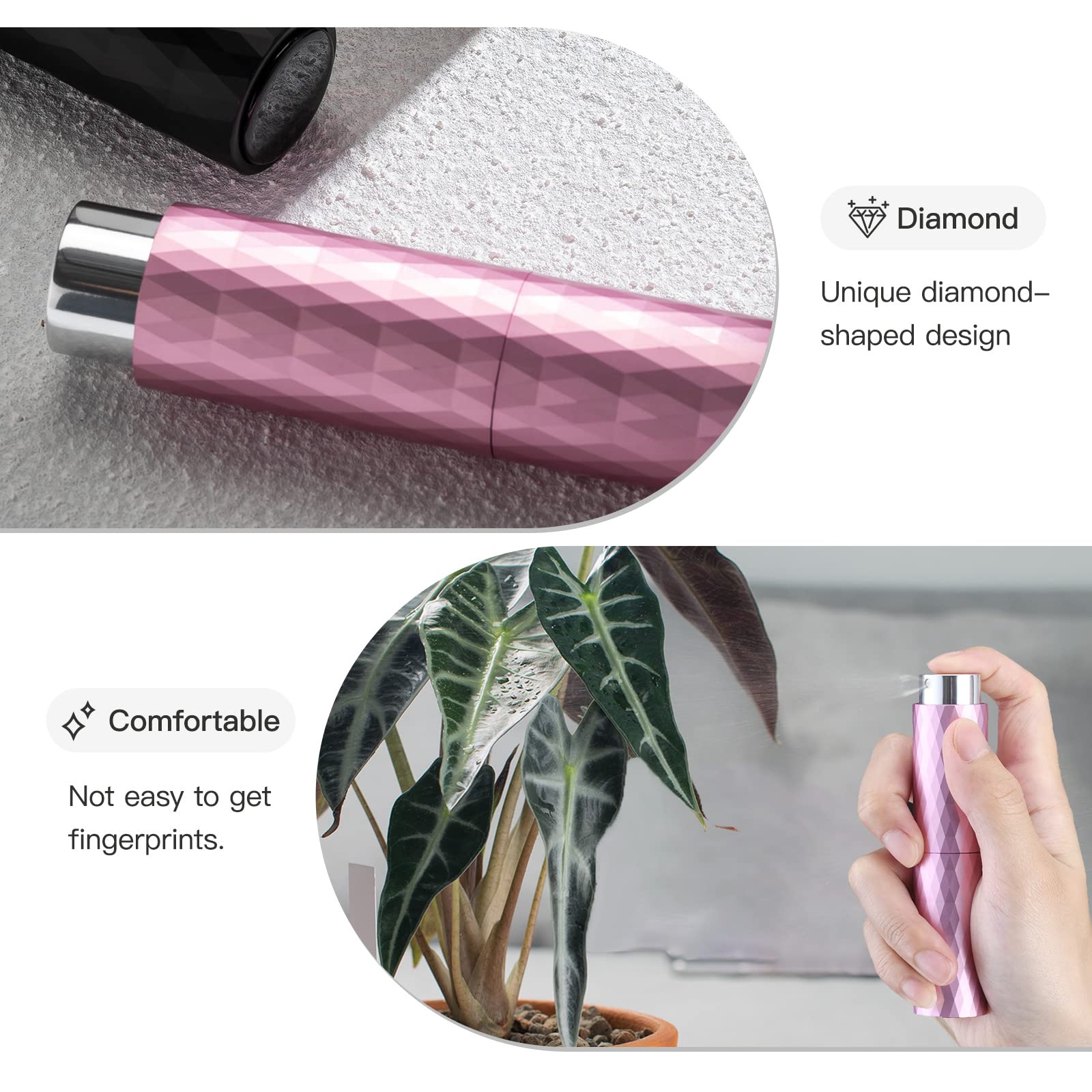 LISAPACK 8ML Perfume Atomizer Spray Bottle (2 PCS) Empty Cologne Dispenser Portable (Black, Grey)
