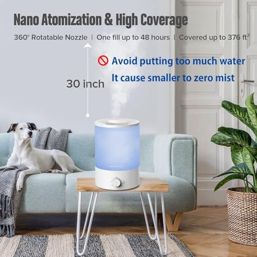 MegaWise Cool Mist Humidifiers for Babies, Bedroom, Nursery, Home and Office | Super Quiet Ultrasonic Vaporizer, Large Top-Refill 3.5L, Essential Oil Diffuser, Auto Off, Easy Clean