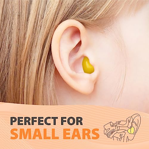 PQ Soft Silicone Ear Plugs - 20 Waterproof Earplugs for Swimming and Sleeping Kids, Swim Ear Plugs for Adults Small Ears, Noise Reduction Ear Protection, Sound Blocking Level 32 Db (20 Pillows) Yellow