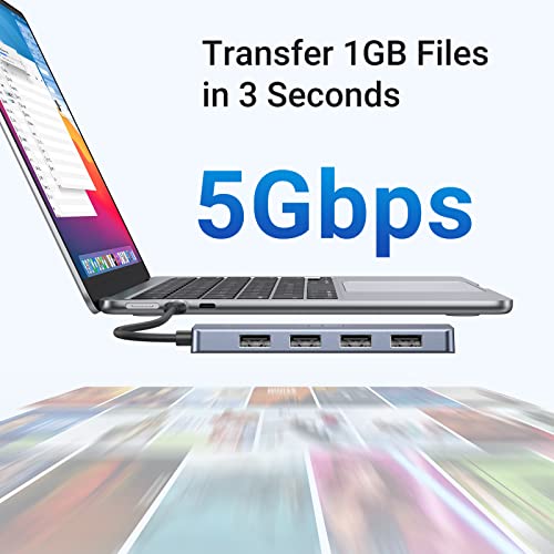 UGREEN USB C Hub 4 Ports, USB C to USB Hub with 4 USB 3.0, Powered USB C Splitter for Laptop, MacBook Pro, iMac, iPad Pro, Chromebook, Dell XPS, iPhone 15/15 Pro, Galaxy S23, and More, 0.5FT