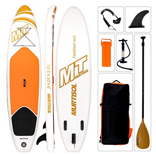 Murtisol 10'5'' Inflatable Stand Up Paddle Board(30in Width), Ultra-Thick Durable PVC, Non-Slip Deck, Premium SUP Accessories, Dual-Action Pump, Safety Ankle Strap, Adjustable Paddle, Yellow