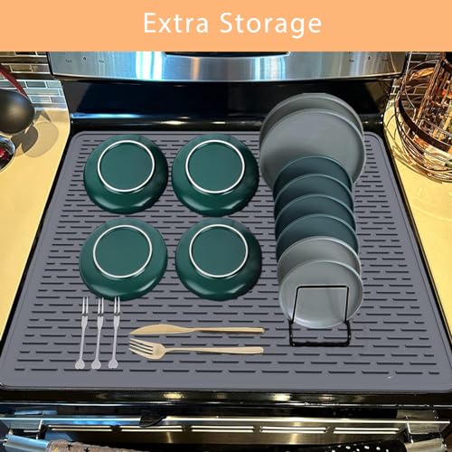 Silicone Stove Top Cover for Electric Stove, 28"x20" Extra Large Silicone Dish Drying Mat,Glass Stove Top Protector for Ceramics,Multipurpose Mat