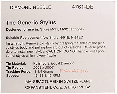 NEW IN BOX Stylus/Needle FITS Shure N91G M91G M91ED N91E