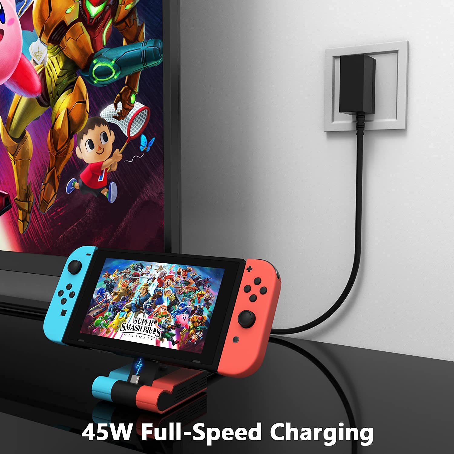NXPGKEA Nintendo Switch Docking Station Charging with Official Switch TV Dock 4K HDMI and Charger Travel Base Portable Stand Converter Power Type C USB 3.0 Port Adapter Charging Stand