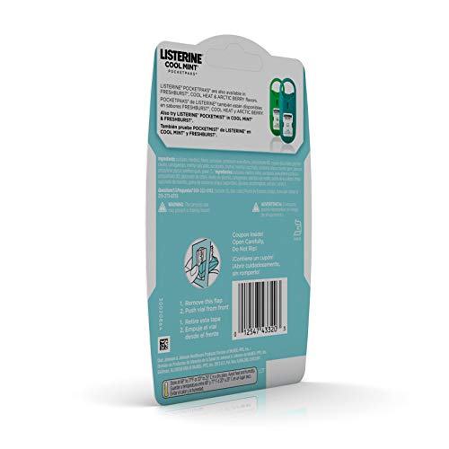 Listerine Cool Mint Pocketpaks Breath Strips Kills Bad Breath Germs, 24-Strip Pack, 3 Pack