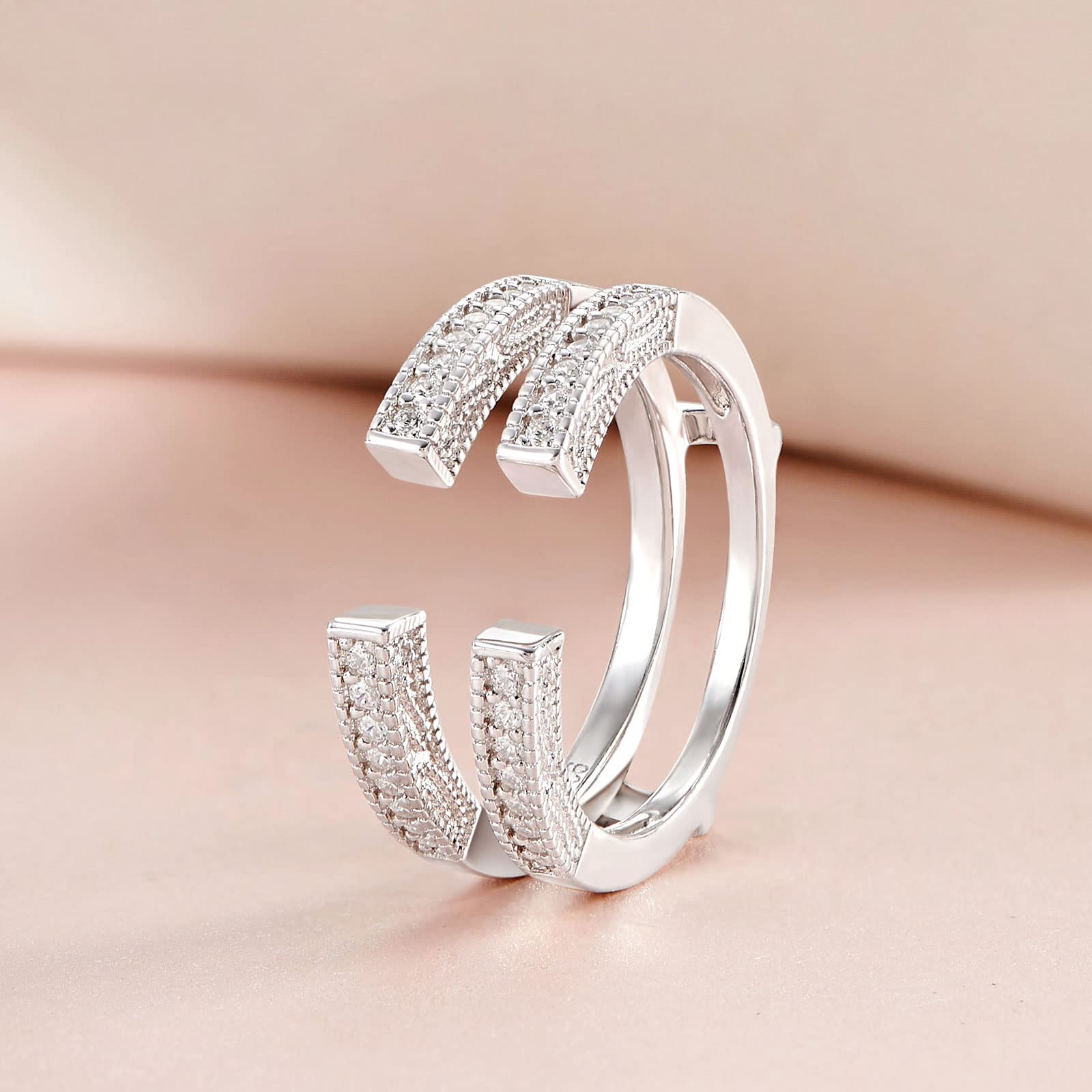 SHELOVES Vintage Guard Wrap Wedding Band For Women 925 Sterling Silver Ring Enhancer for Engagement Rings Sz 6