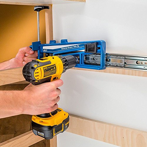 Universal Drawer Slide Jig - Cabinet Hardware Jig Install Drawer Slides Quickly, Accurately - Hardware Installation Jig w/Locking Wedge to Secure Cabinet Slide - Adjustable Foot Woodworking Tools