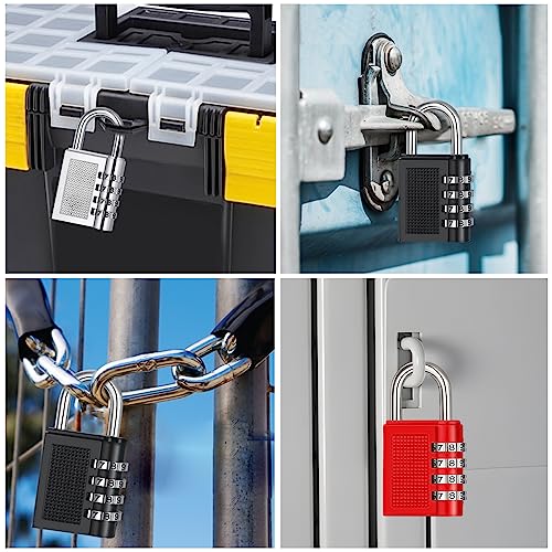 ZHEGE Gym Lock, 4 Digit Combination Lock for Locker, Fence, School, Toolbox, Hasp Storage (Black)