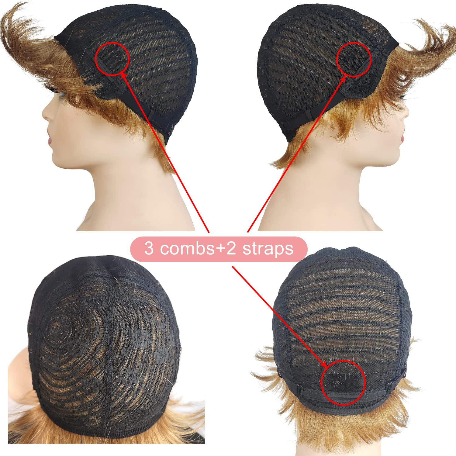 Yonova Pixie Cut Wig Human Hair for Women Short Wigs Layered Pixie Haircut Side Bangs Full Machine Made Gluless Natural Wavy Short Wig Black Color