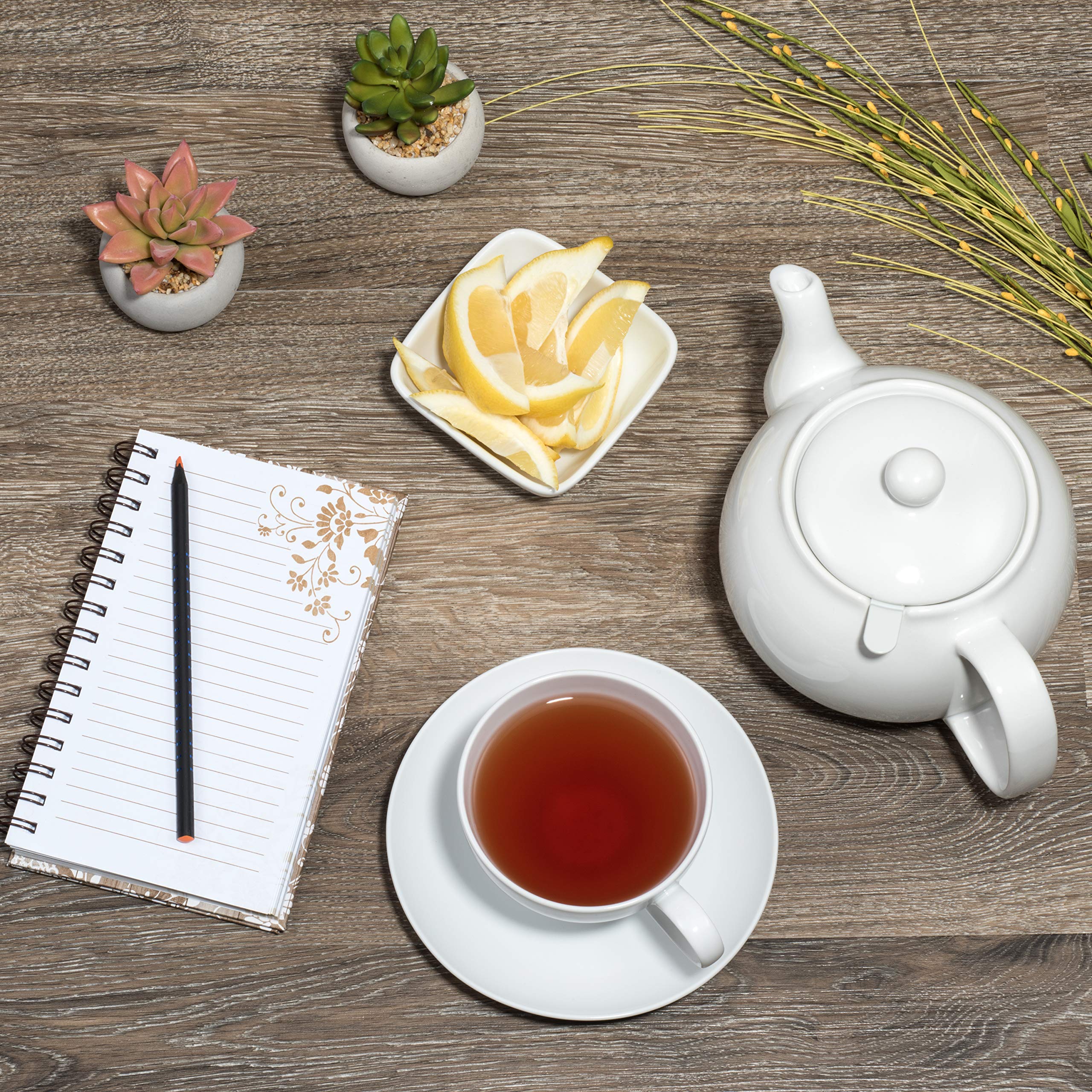 SAKI Large Porcelain Teapot, 48 Ounce Tea Pot with Infuser, Loose Leaf and Blooming Tea Pot - White