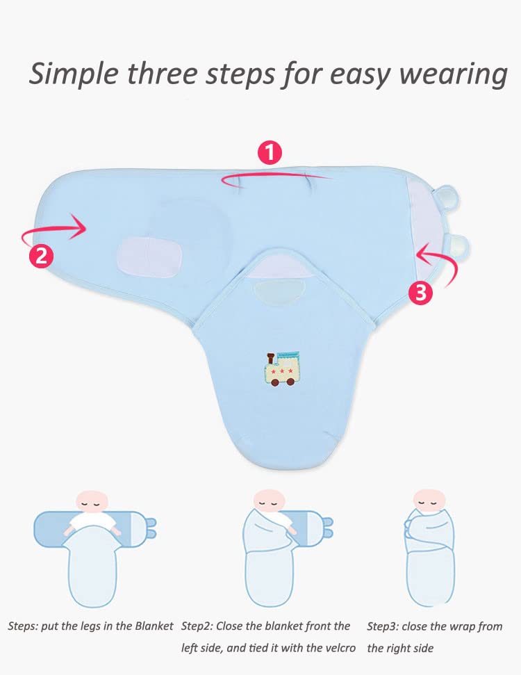 Swaddle Blanket, Adjustable Infant Baby Wrap, Soft Cotton Swaddle Blanket Adjustable Infant Baby Wrap Set 3 Pack (Pink Flroal, 0-3 Months)