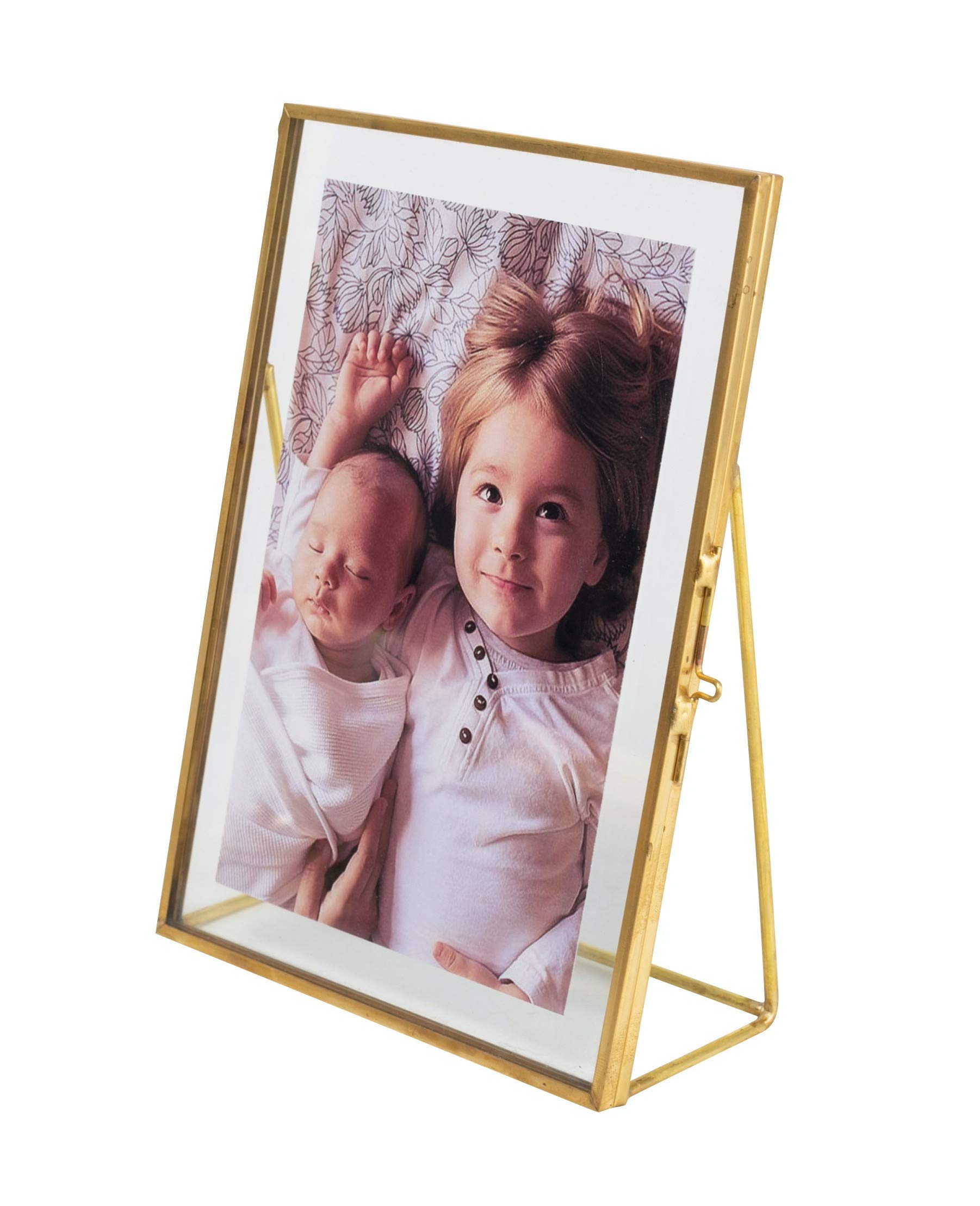 Levilan 5x7 Gold Photo Frame Vintage Style Antique Gold Standing Picture Frames with Pressed Glass, Brass (5 x 7)