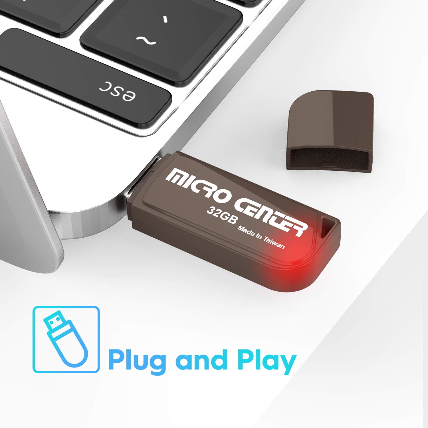 Micro Center 32GB USB 2.0 Flash Drive USB Stick External Data Storage Mini Thumb Drive with Keychain Hole(32GB, Brown)