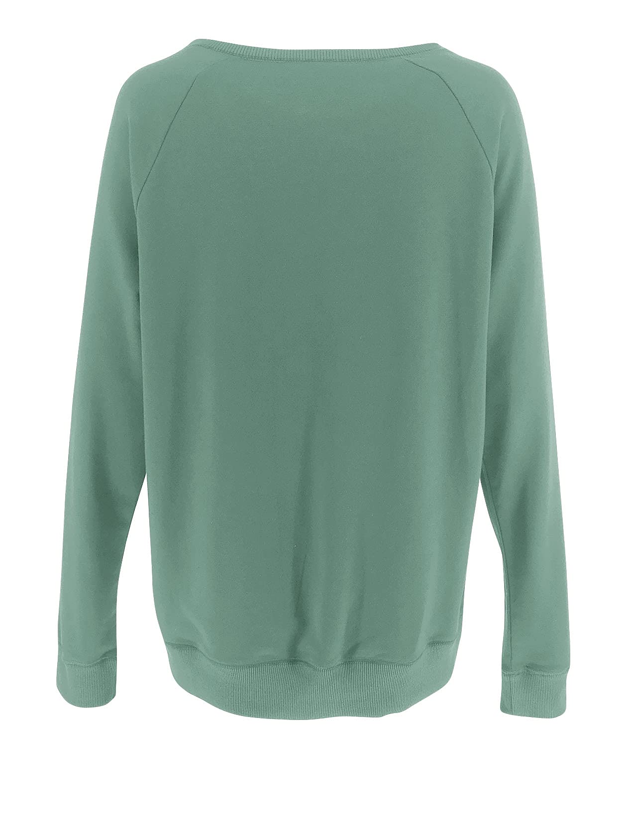 PRETTODAY Women's Casual Solid Sweatshirts Long Sleeve Crew Neck Tops Loose Pulloverss (Mint, l)