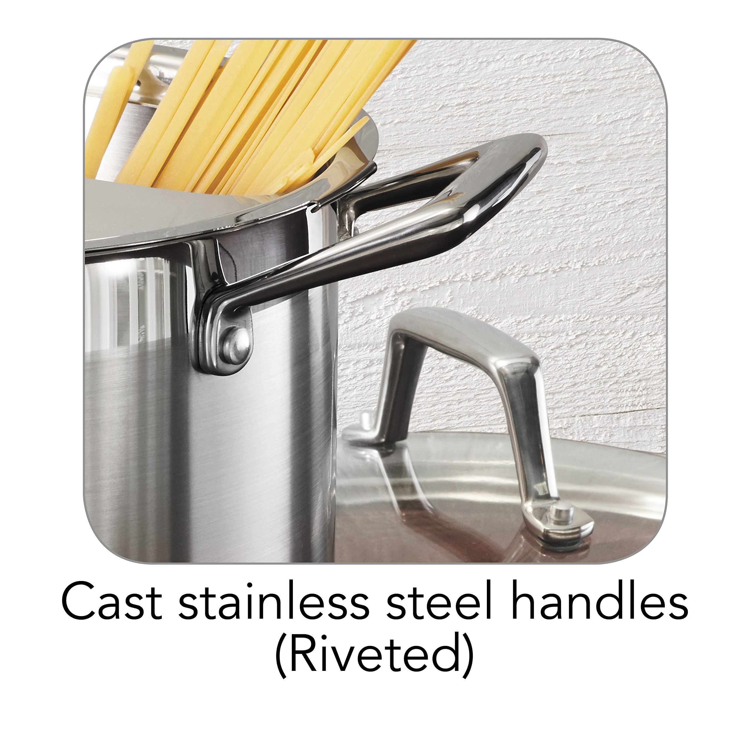 Tramontina Lock & Drain Pasta Cooker Pot with Strainer Lid 18/8 Stainless Steel 8 Qt, 80120/509DS