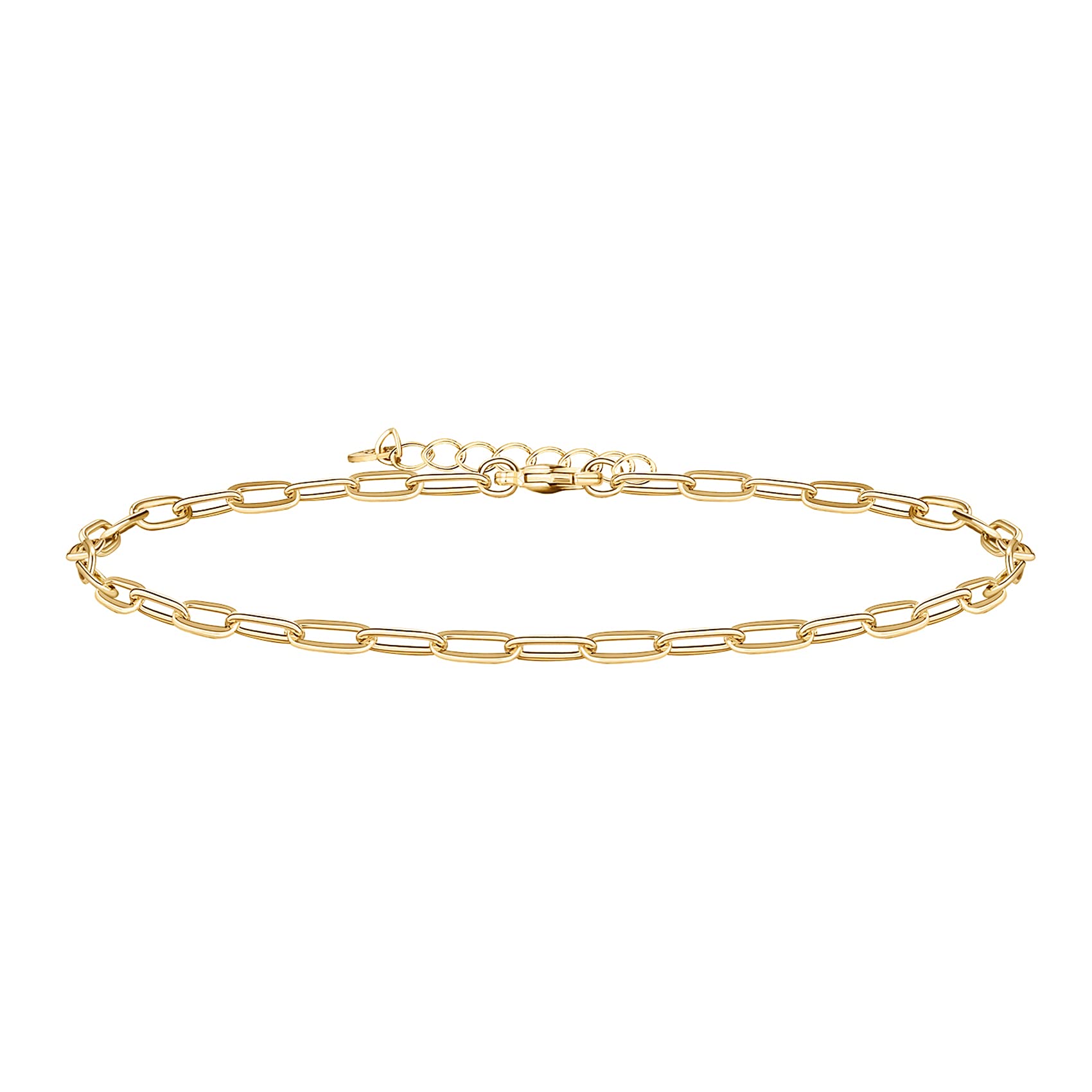 PAVOI 14K Gold Plated Snake and Marina Link Flat Gold Anklets for Women (Paperclip, Yellow Gold Plated)