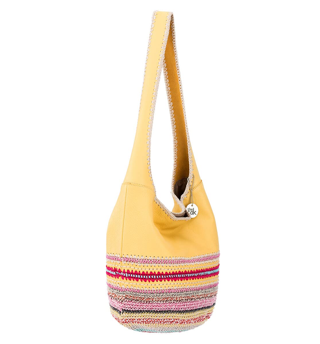 The Sak Back To Bali 120 Hobo Bag in Leather & Hand-Crochet, Large Shoulder Purse, Sunlight Seminyak