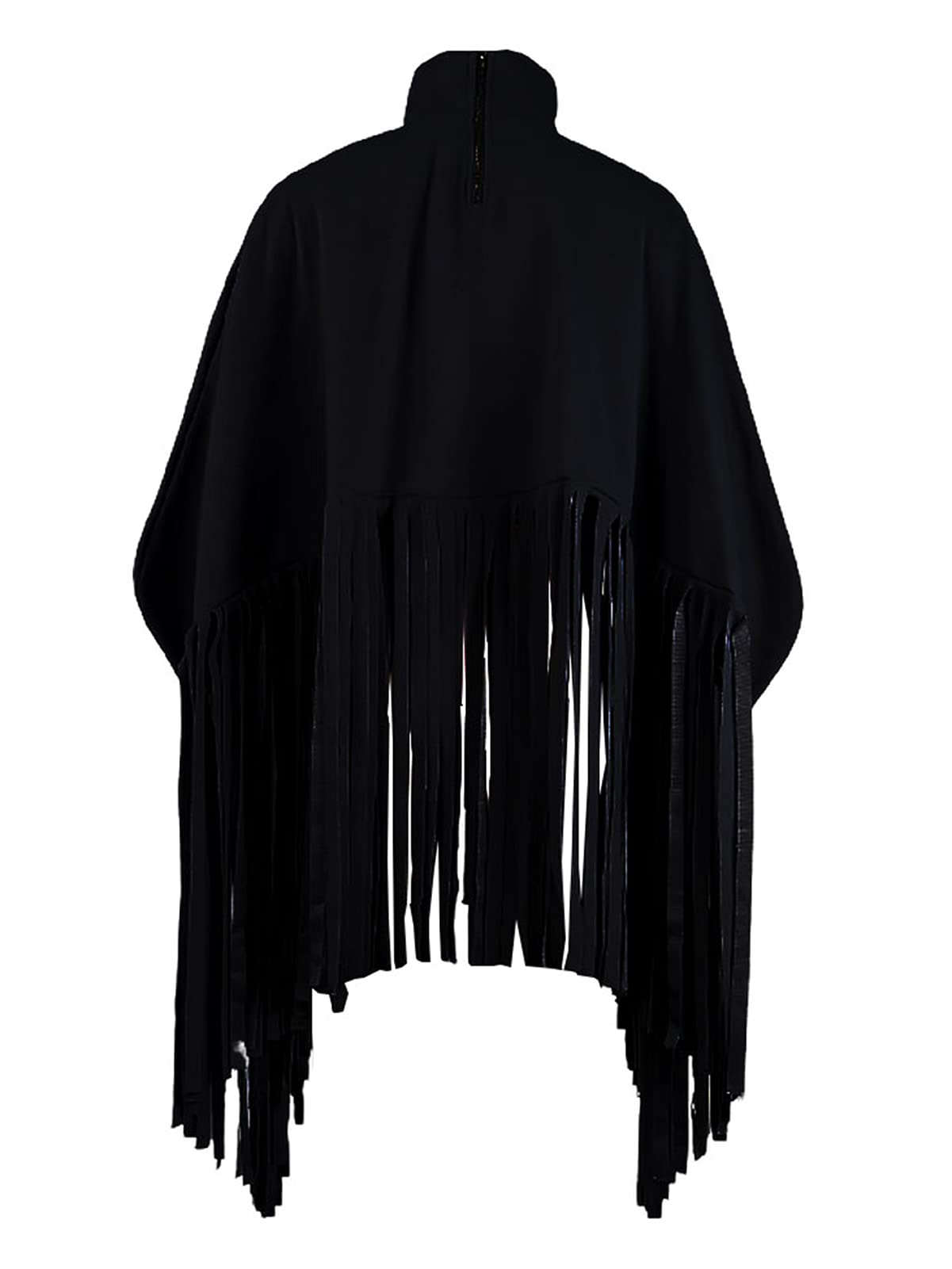 Lucuna Women Fall Winter Casual Sweatshirt Fringe Crop Top High Neck Long Sleeve Cape Coat Pullover Tops