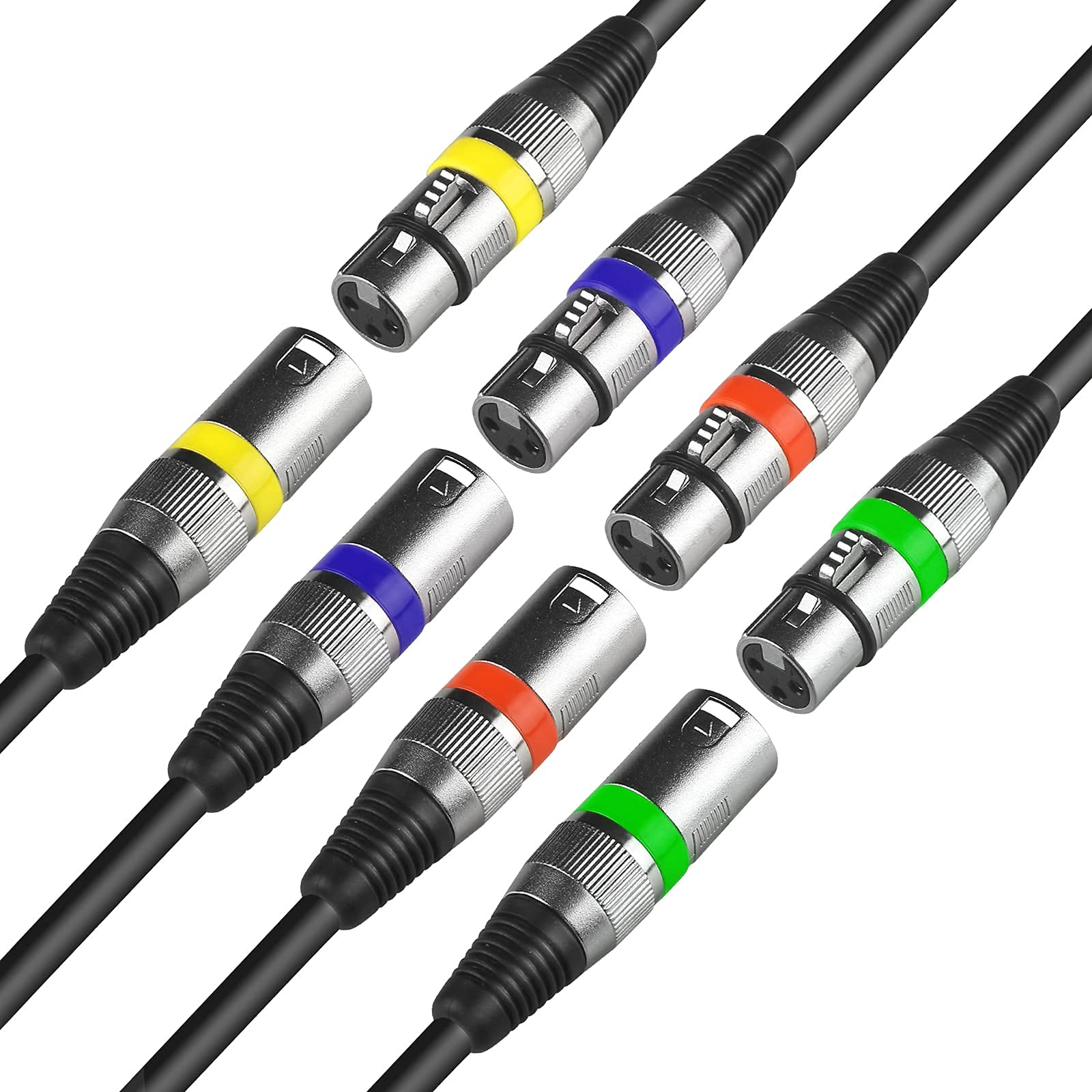 MAD OWL 3 Pin XLR Cables Male Female XLR Patch Cable, XLR Cable Microphone Wire Extension Connectors for Stage Lights DMX Signal Connection( 4Pack 10ft/ 3m)