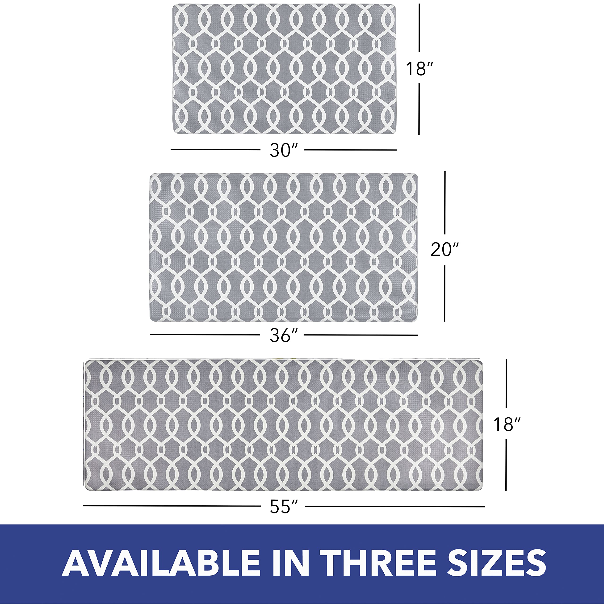 SoHome Cozy Living Kochi Antifatigue Kitchen Mat 20"x36", Snake Skin/Grey
