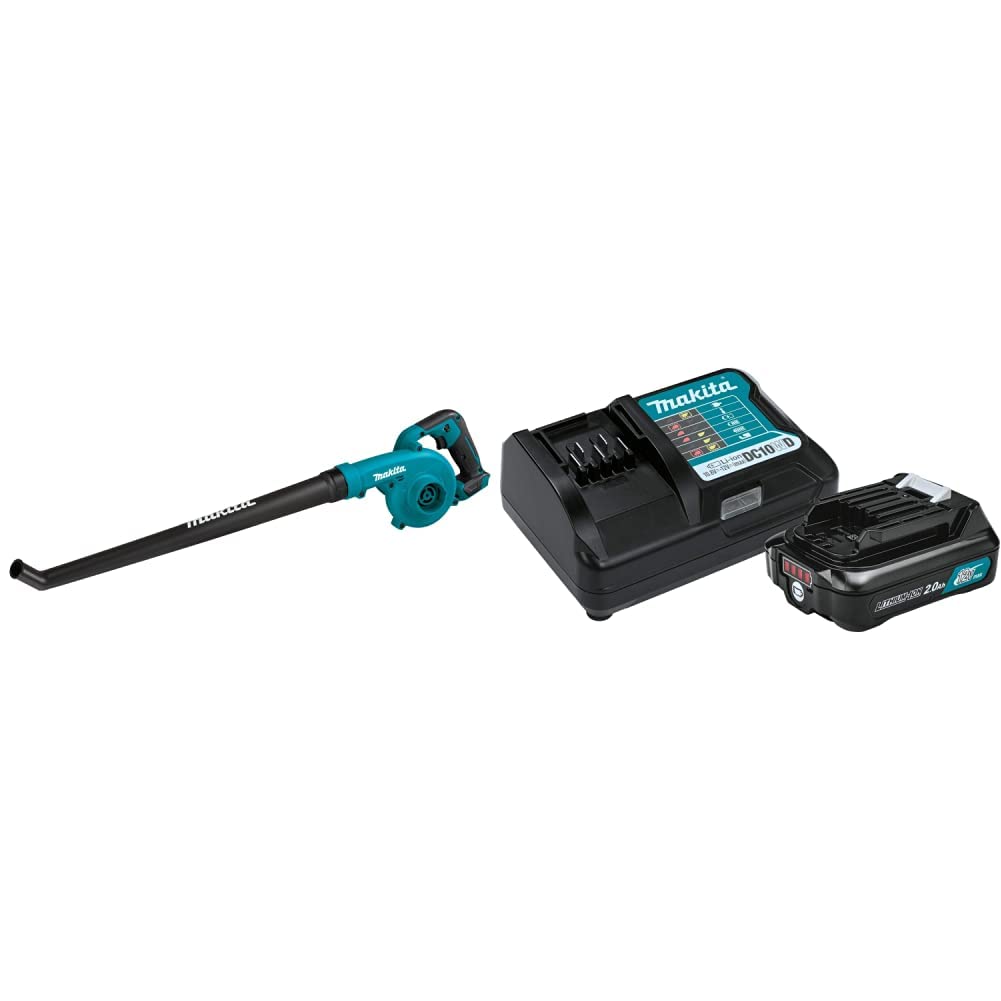 Makita BU02Z 12V max CXT Lithium-Ion Cordless Floor Blower with BL1021BDC1 12V max CXT Lithium-Ion Battery and Charger Starter Pack (2.0Ah)