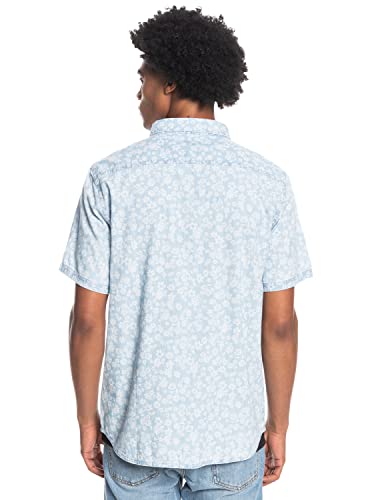Quiksilver Men's Axwell Button Down Shirt, Trellis Chambray, Large