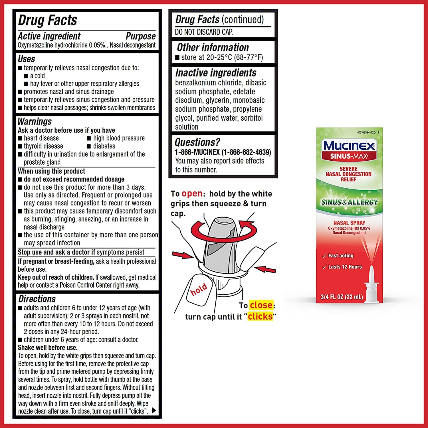 Mucinex Sinus-Max Nasal Spray for Sinus & Allergy, Fast-Acting & Fragrance Free, 12 Hour Severe Nasal Congestion Relief, 0.75 Fl Oz (Pack of 3)