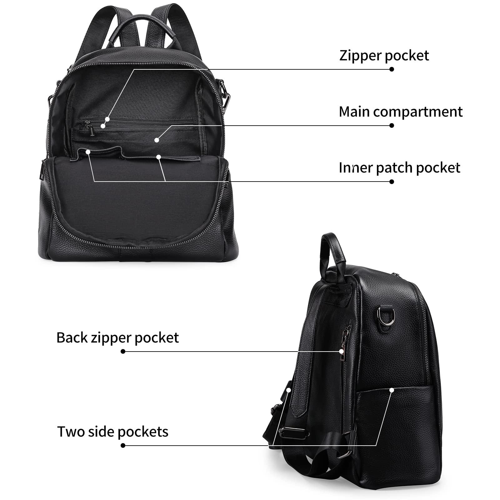 SENDEFN Backpack Purse for Women Fashion Design Shoulder Bag Genuine Leather Ladies Travel bag