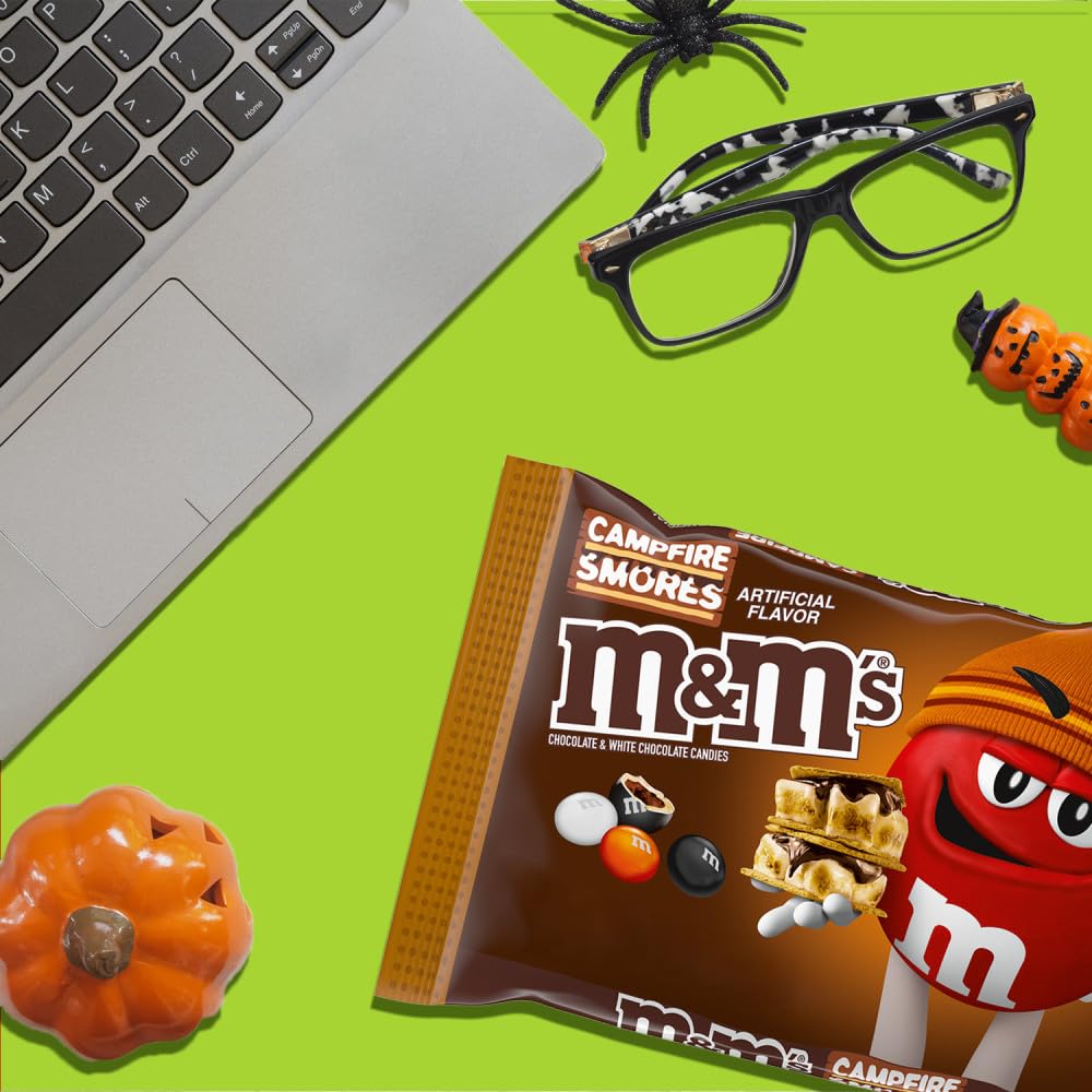 M&M'S Campfire Smores White and Milk Chocolate Candy, 7.44 oz Bag