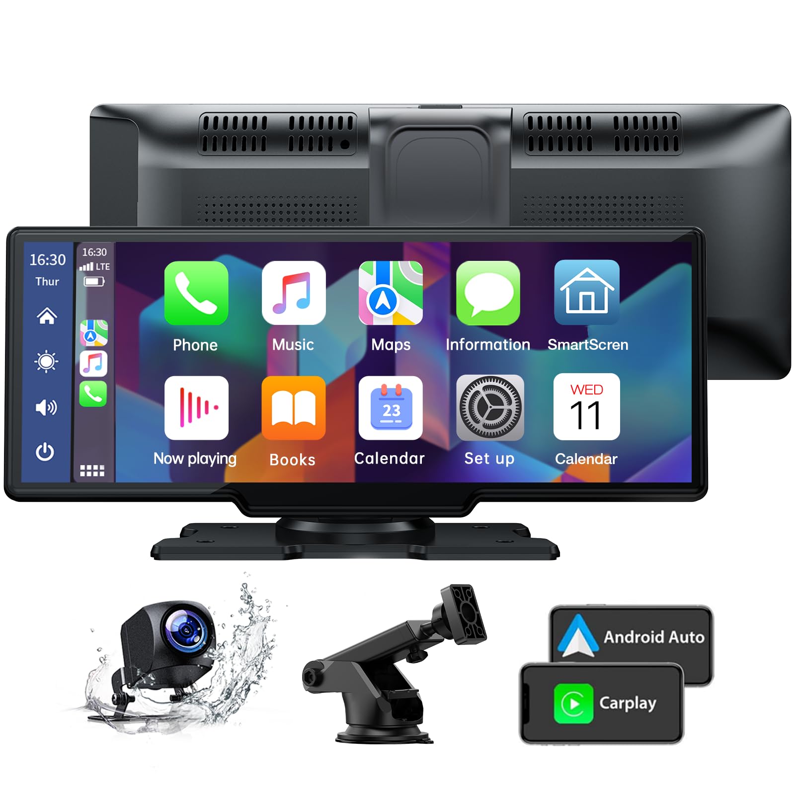Wireless Apple Carplay Car Stereo GPS Navigation, 10 Inch Touch Car Play Screen Audio Car Radio Receiver with Android Auto, Bluetooth, Siri/Google Assistant, Multimedia Player