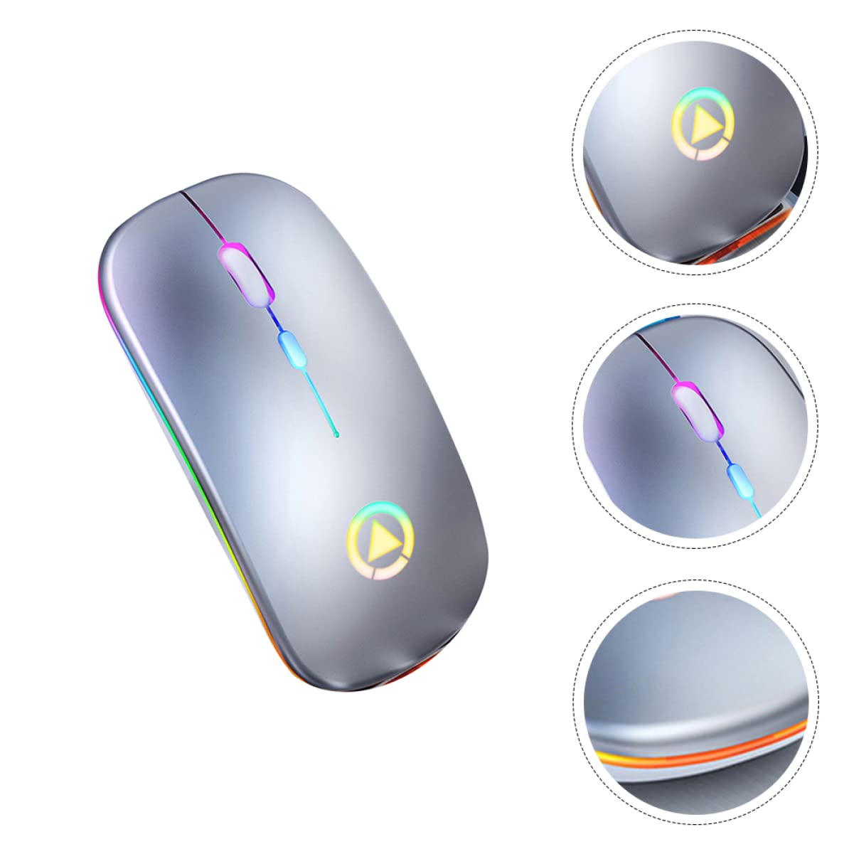 SOLUSTRE 2pcs Ergonomic Light Long- Lasting Notebook Noiseless Gamers Grey Rechargeable Luminescent Computer Gaming Mute Mice Home for Charging Desktop Gamer Optical Mobile