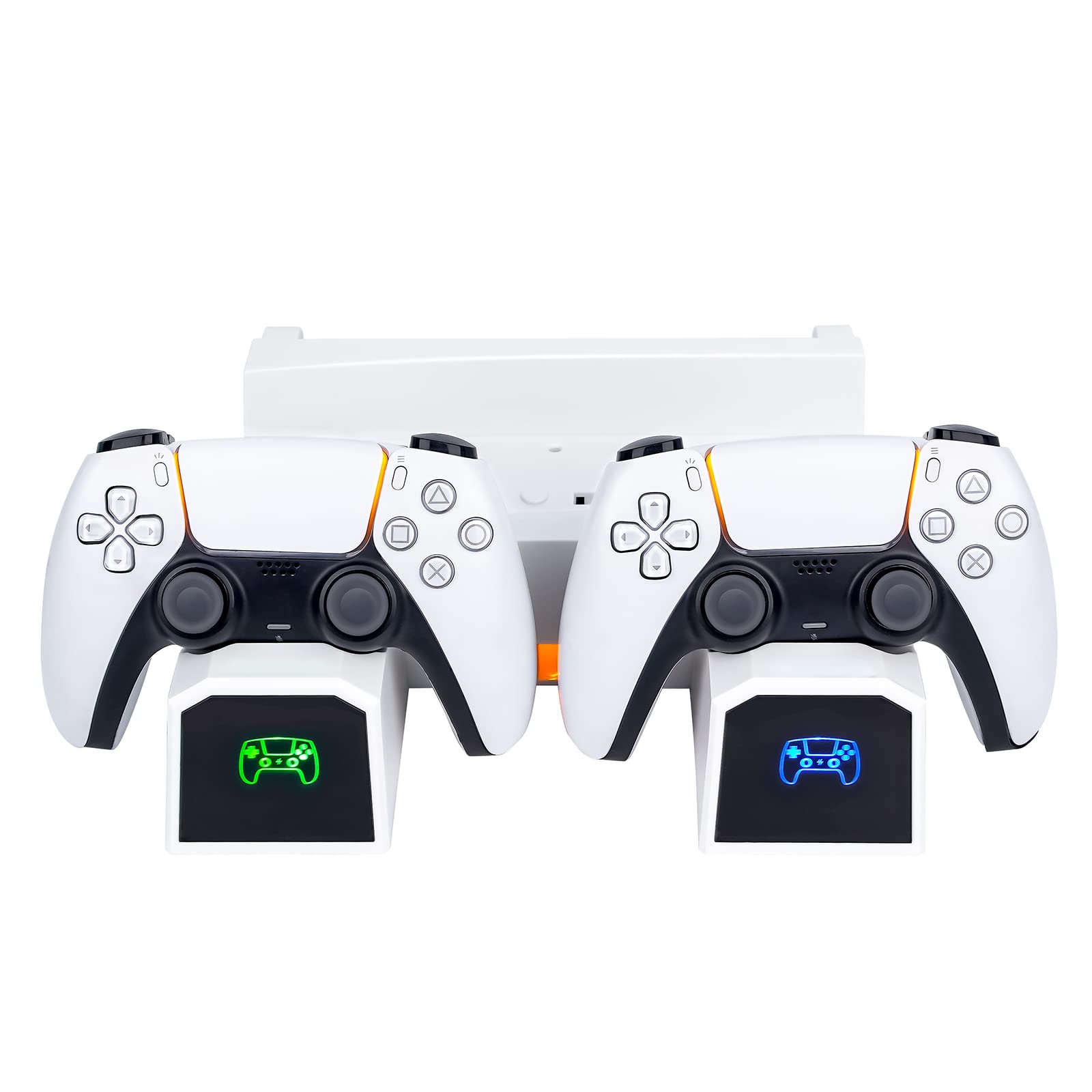 PS5 Cooling Station with Controller Charger for Disc & Digital Version, Playstation 5 Vertical Cooling Stand with Cooler Fan, PS5 Charging Station, Playstation 5 Cooling Station with 12 Game Slots