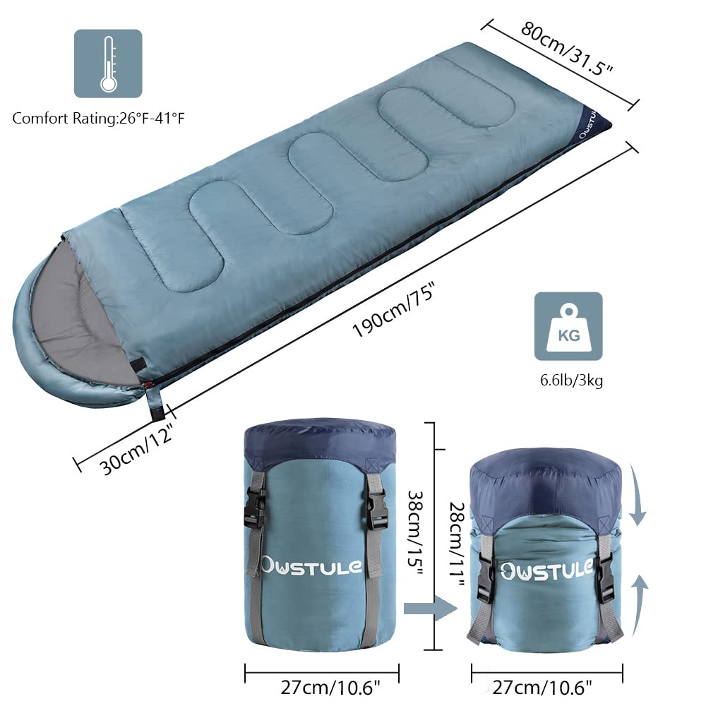 OUSUTLE Double Sleeping Bag for Adults, 2 Person Sleeping Bag with 2 Pillows for Backpacking Camping Hiking, Queen Size Cold Weather Sleeping Bag for Couples & Family Traveling