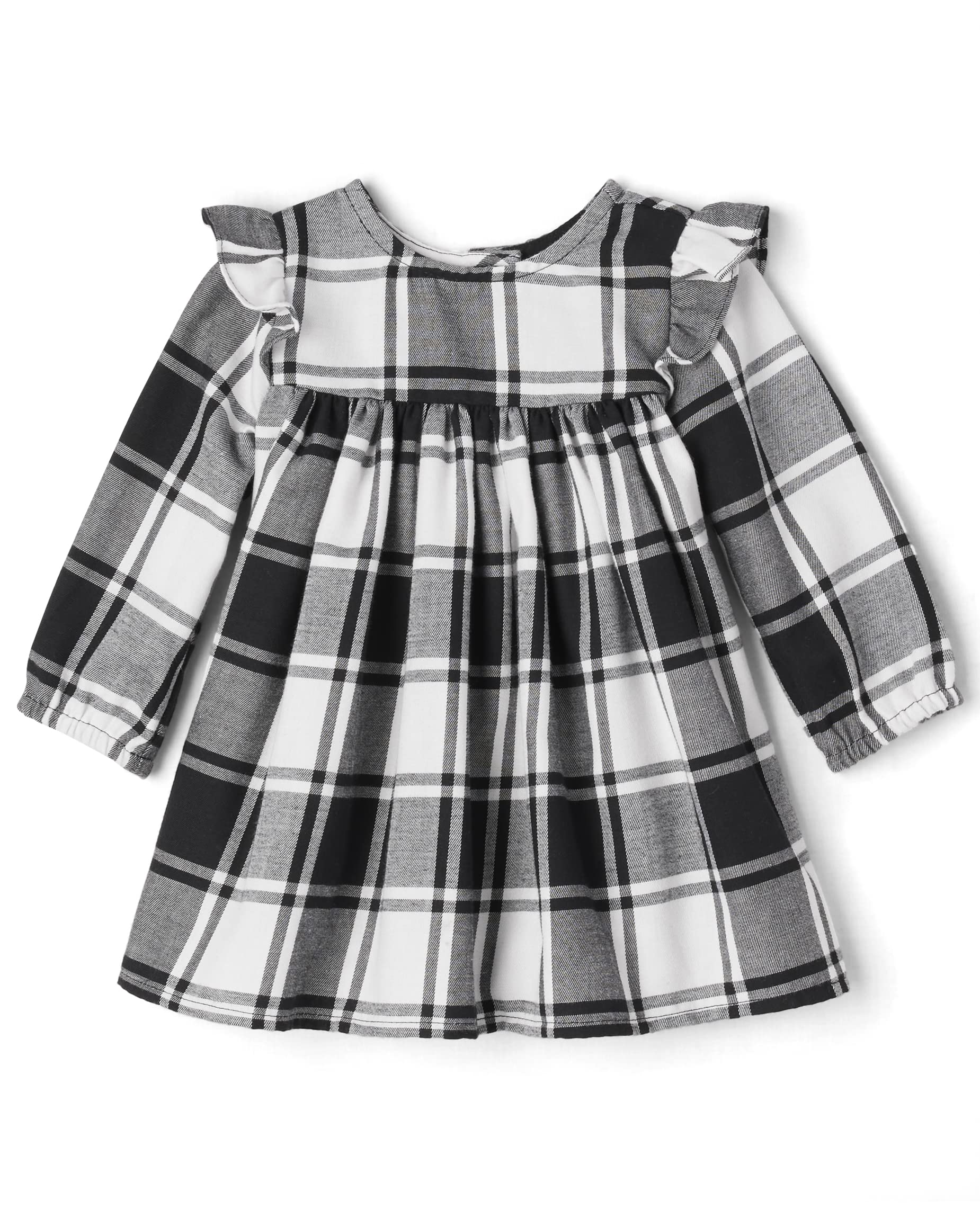 The Children's Place Baby Girls' Long Sleeve Dress, Black, 0-3 Months