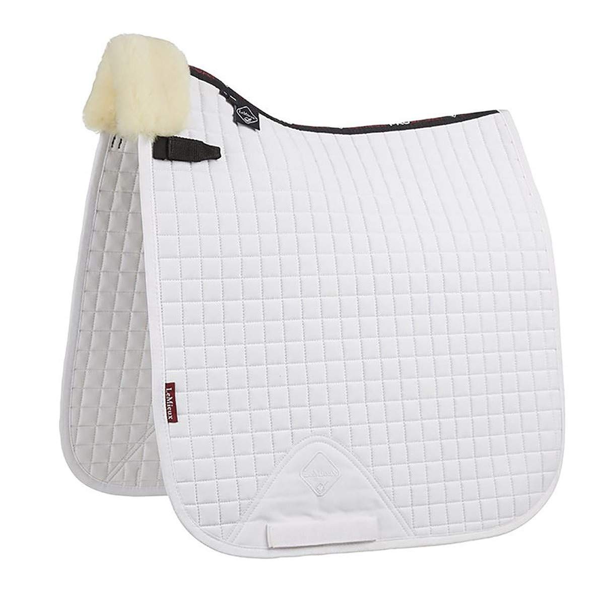 LeMieux Dressage Merino+ Half Lined Square Saddle Pad - English Saddle Pads for Horses - Equestrian Riding Equipment and Accessories (Natural White - Large)