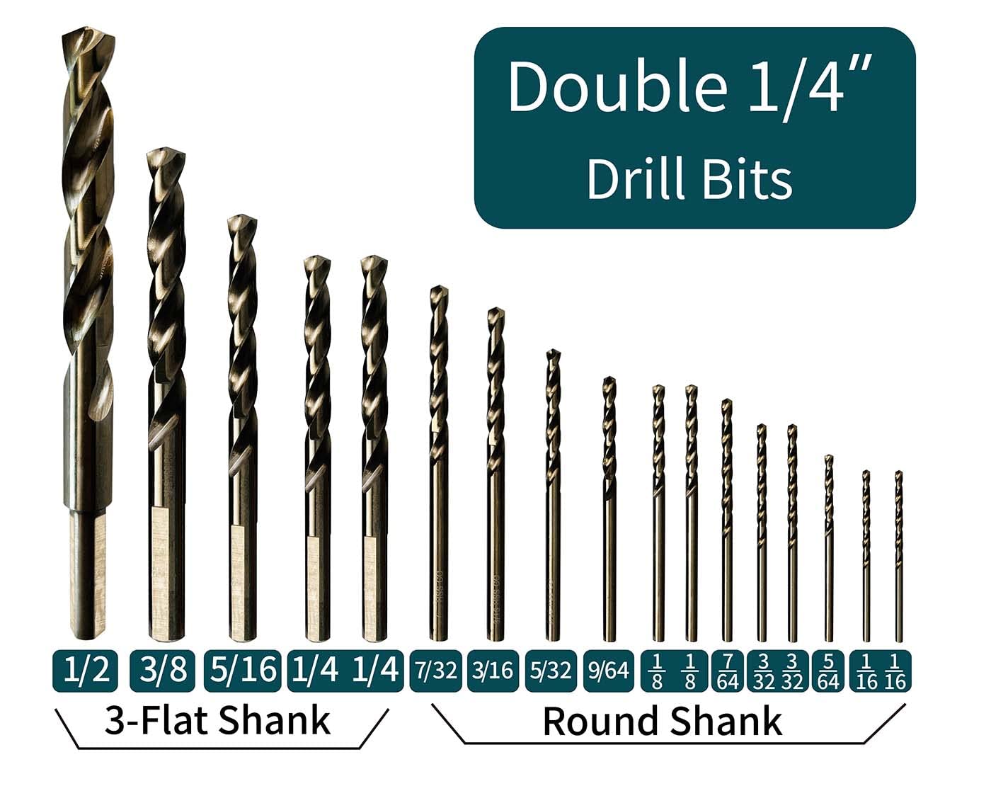 STROTON Cobalt Drill Bit Set (1/16-1/2 Inch, 17PCS), M35 High Speed Steel Twist Drill Bits for Stainless Steel, Hard Metal, Cast Iron, Plastic and Wood