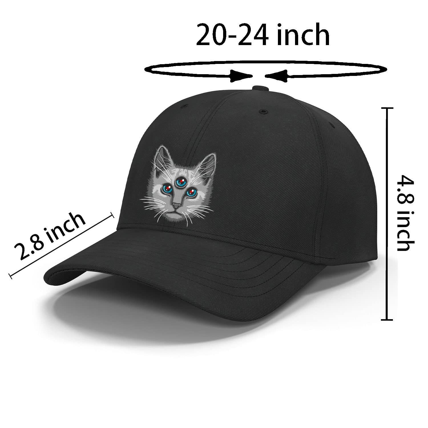 SHITOUPU Cat Three Eyed Baseball Cap, Retro Cotton Dad Hat,Adjustable Trucker Cap