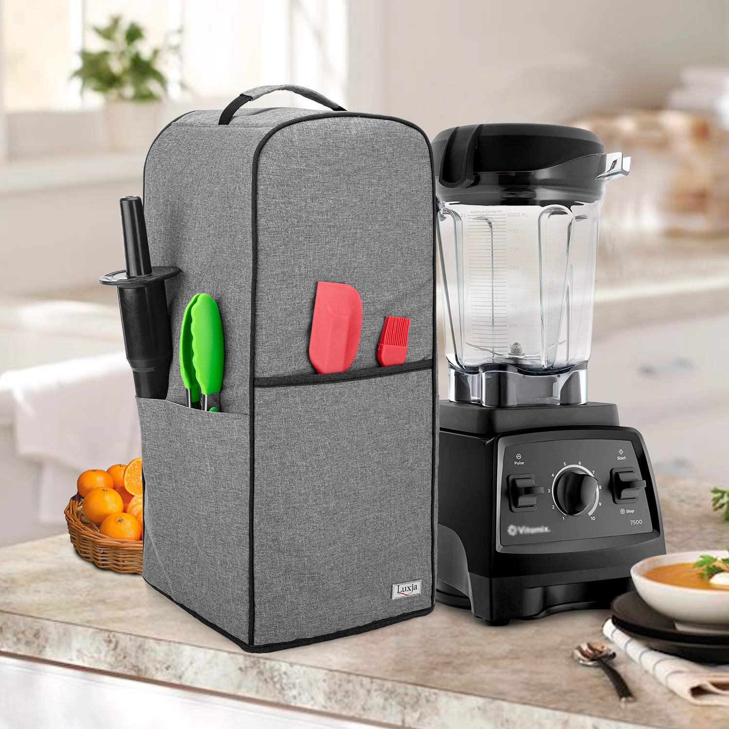 Luxja Blender Cover Compatible with Vitamix 64 oz. Low-Profile Blender, Gray
