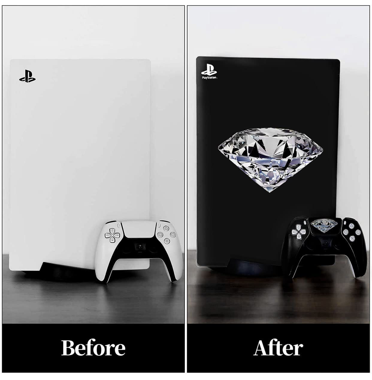 PS5 Skin for Console and Controllers, Disc Edition, (Diamond design) Skin/Wrap Accessories (Diamond) PlayStation 5