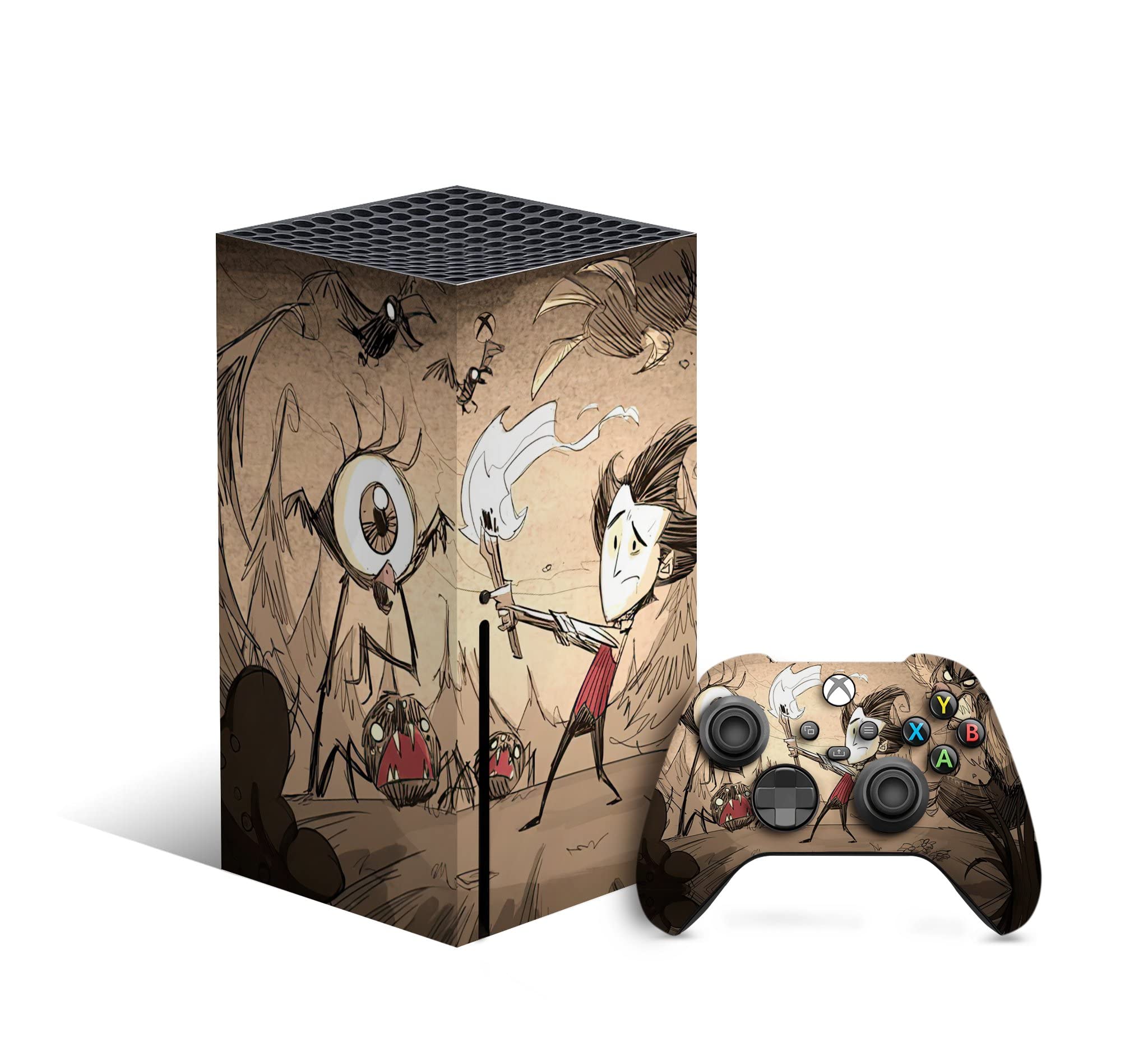The Survival Horror Cartoon Movie X-box-Series-X Console and Controller Skin Set, Skin Wrap Decal Kit