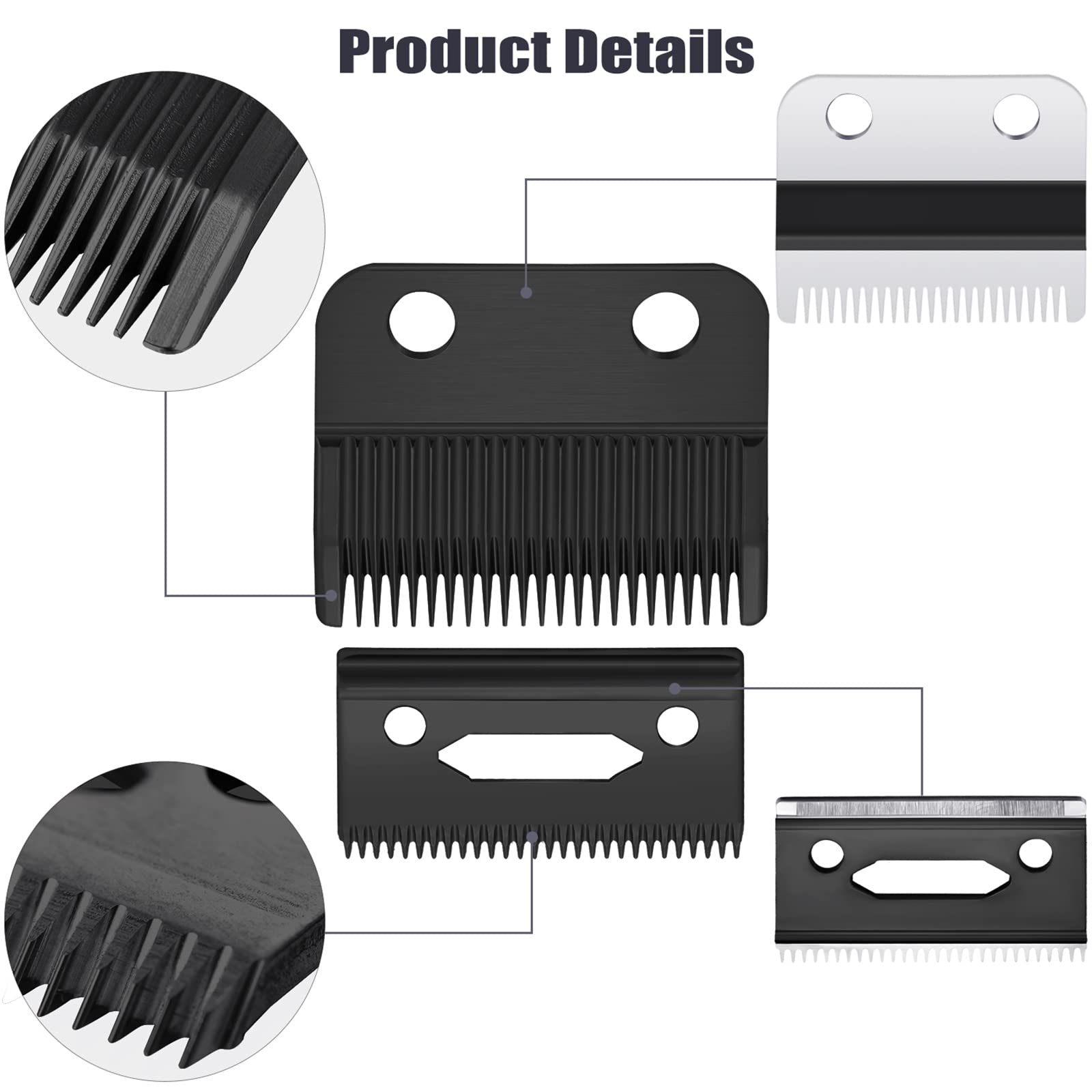 Mudder 2 Sets Adjustable Clippers Blades, 2 Hole Hair Trimmer Replacement Blade (Black)